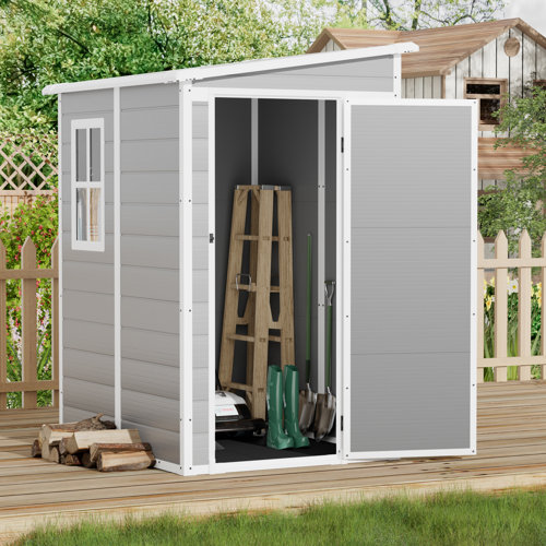 Devoko 4 ft. W x 5 ft. D Plastic Lean-To Storage Shed & Reviews | Wayfair Devoko 4 ft. W x 5 ft. D Plastic Lean-To Storage Shed & Reviews | Wayfair